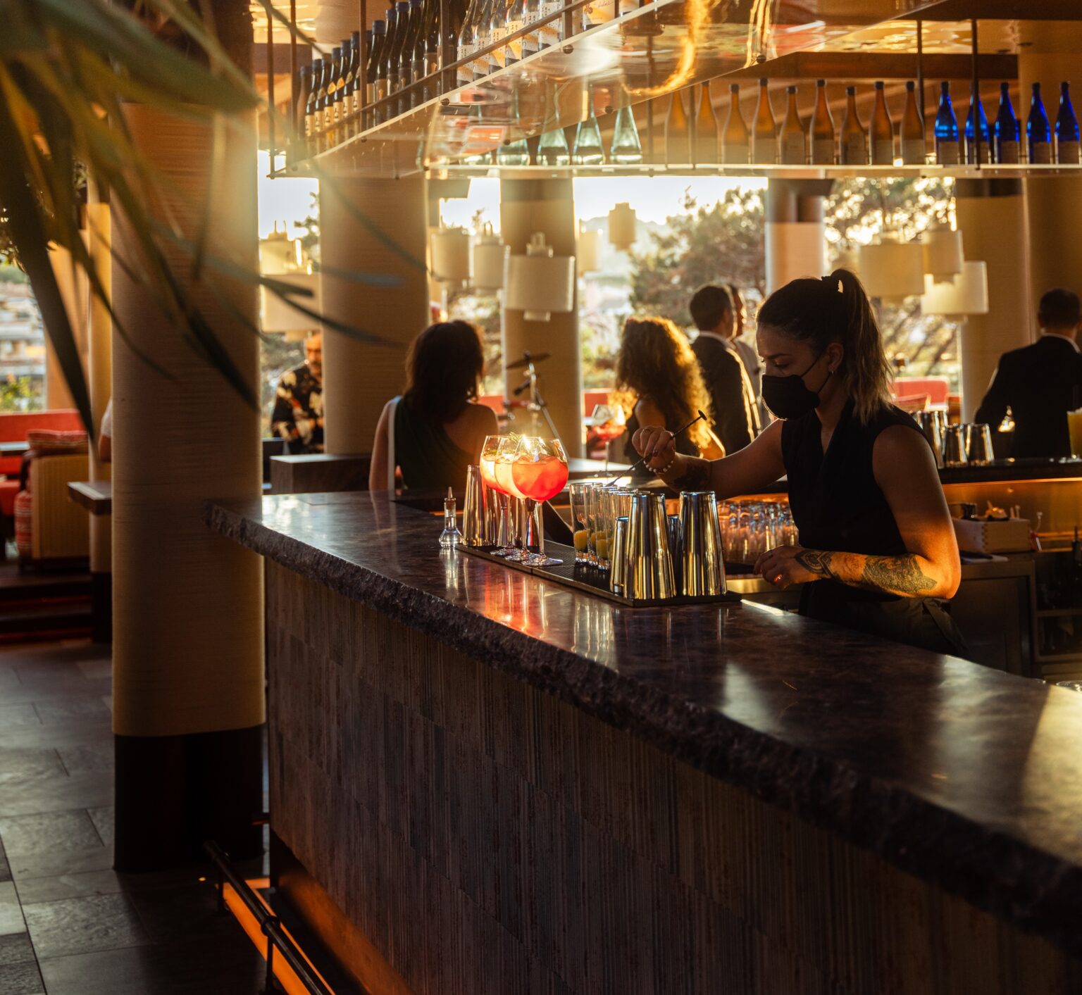 Ristorante Zuma, Porto Cervo - Piastrelle 3D in Pasta Rossa Smaltata ...